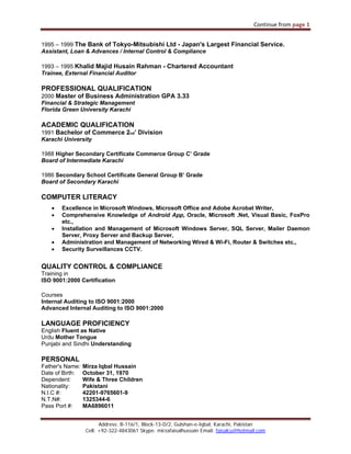 Mirza Faisal Hussain CV | PDF