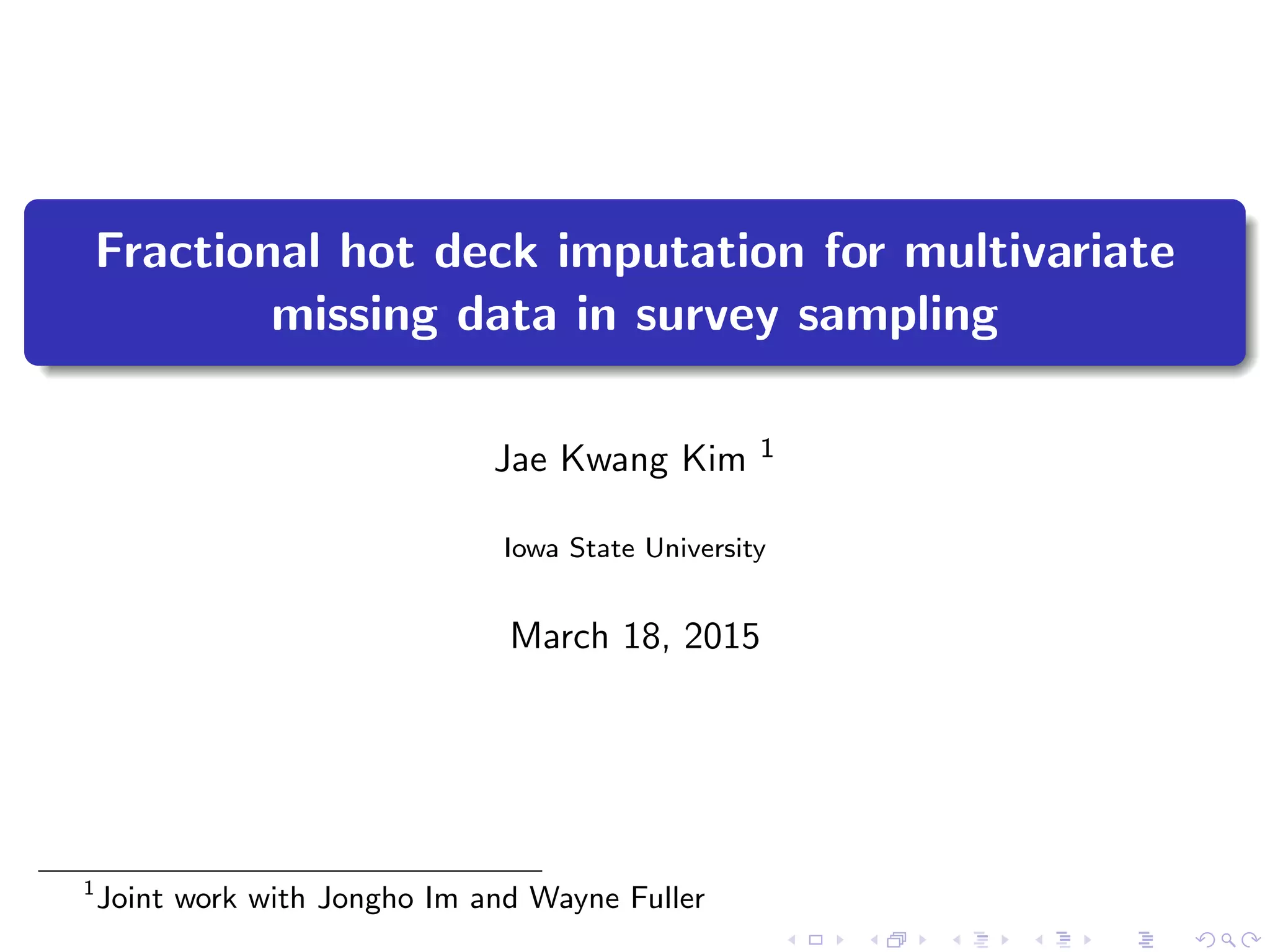 Fractional hot deck imputation - Jae Kim | PDF