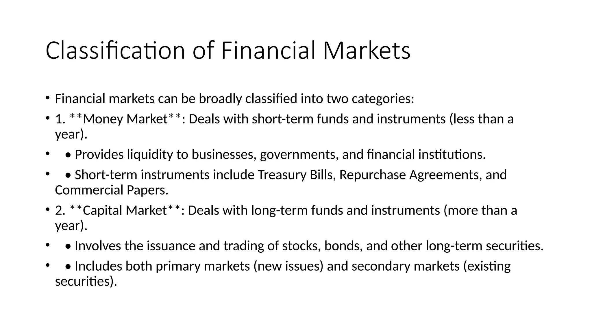 Classification of Financial Markets MBA. | PPTX