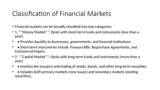 Classification of Financial Markets MBA. | PPTX