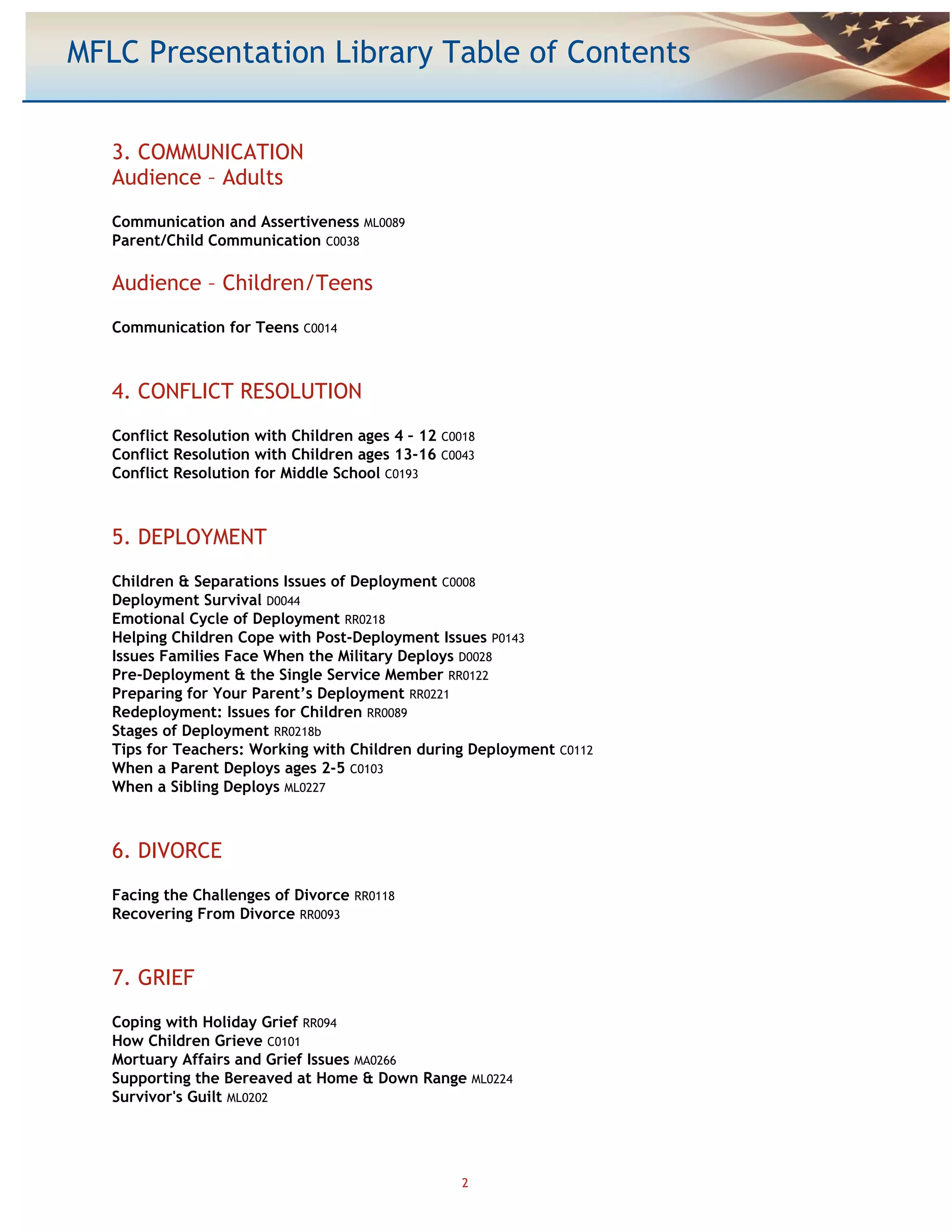 Mflc presentation library table of contents final | PDF | Parenting Teens | Parenting