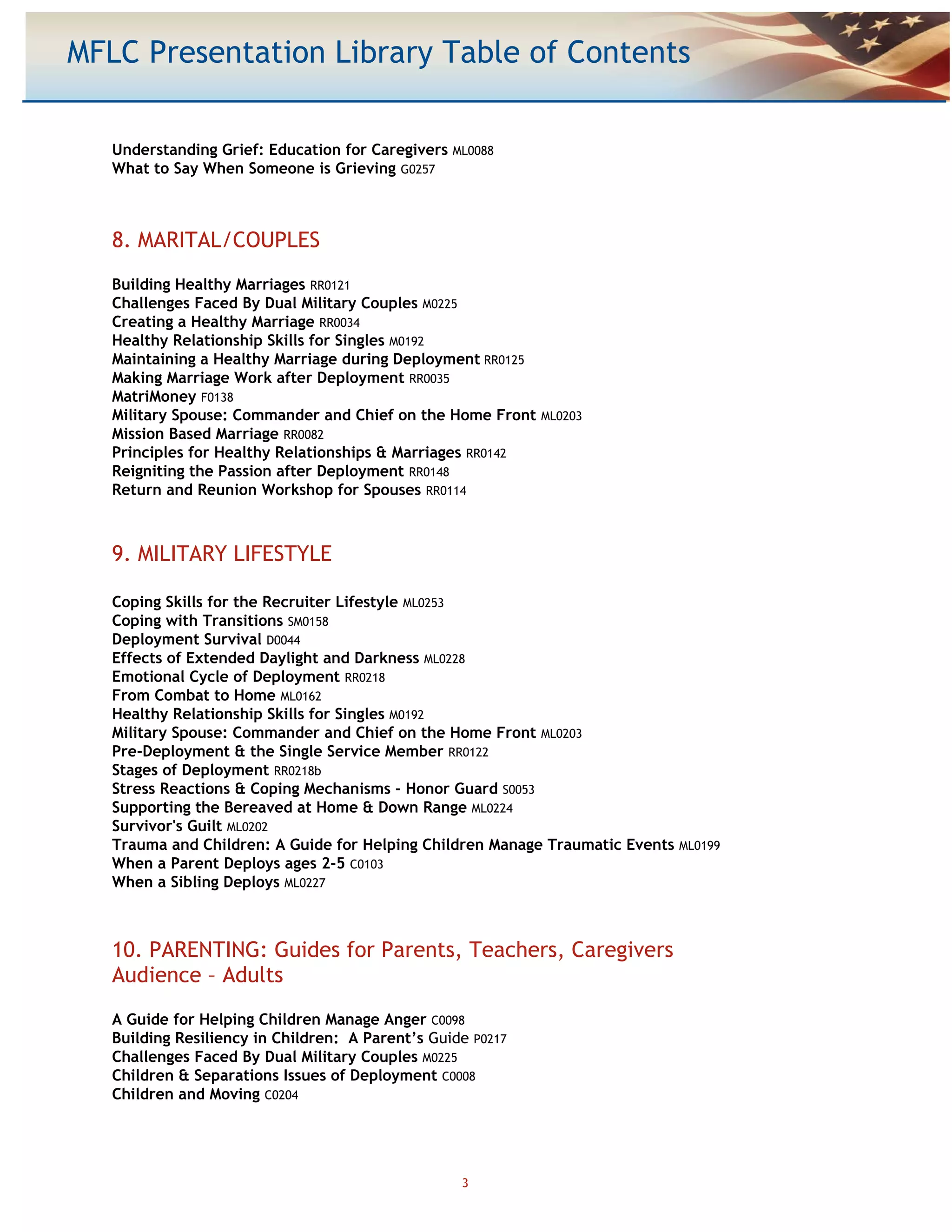 Mflc presentation library table of contents final | PDF | Parenting Teens | Parenting