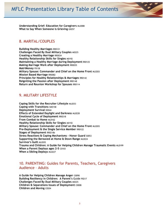 Mflc presentation library table of contents final | PDF | Parenting Teens | Parenting