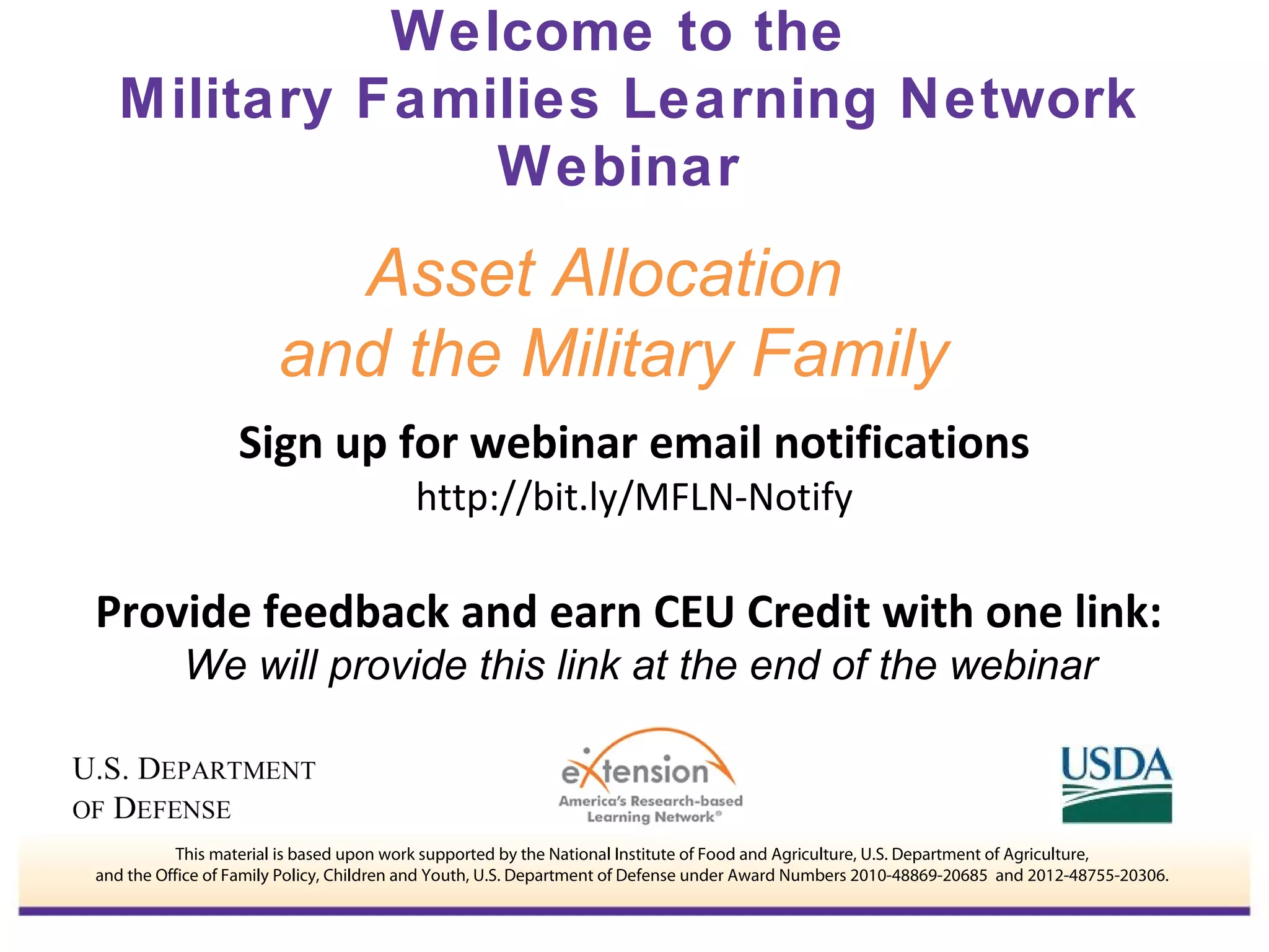 Developing an Asset Allocation Strategy and the Military Family | PPT