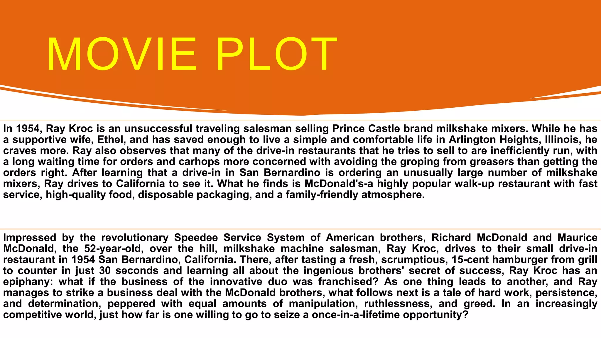 Movie Analysis - The Founder | PPTX