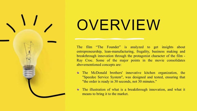 Movie Analysis - The Founder | PPTX | Food Industry | Industries