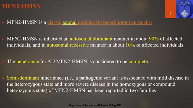 Mfn2 hereditary motor and sensory neuropathy | PPT
