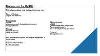 Best practices for running MySQL on production - Vaibhav Upadhyay | PPT