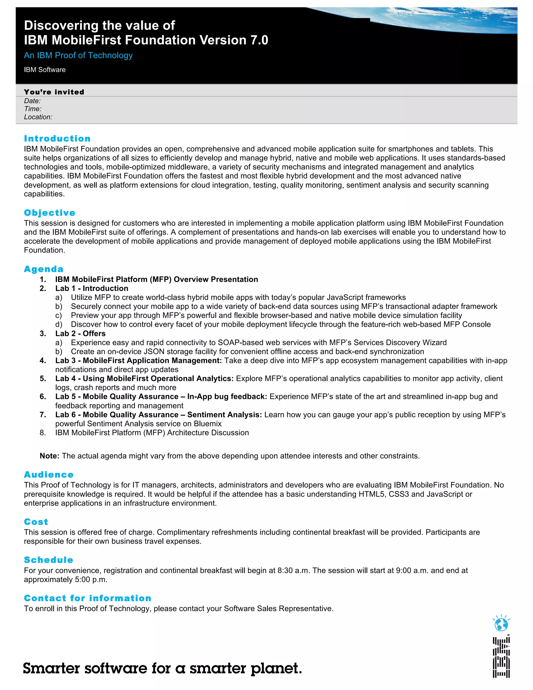 IBM MobileFirst Foundation Version Flyer v1.0 | PDF