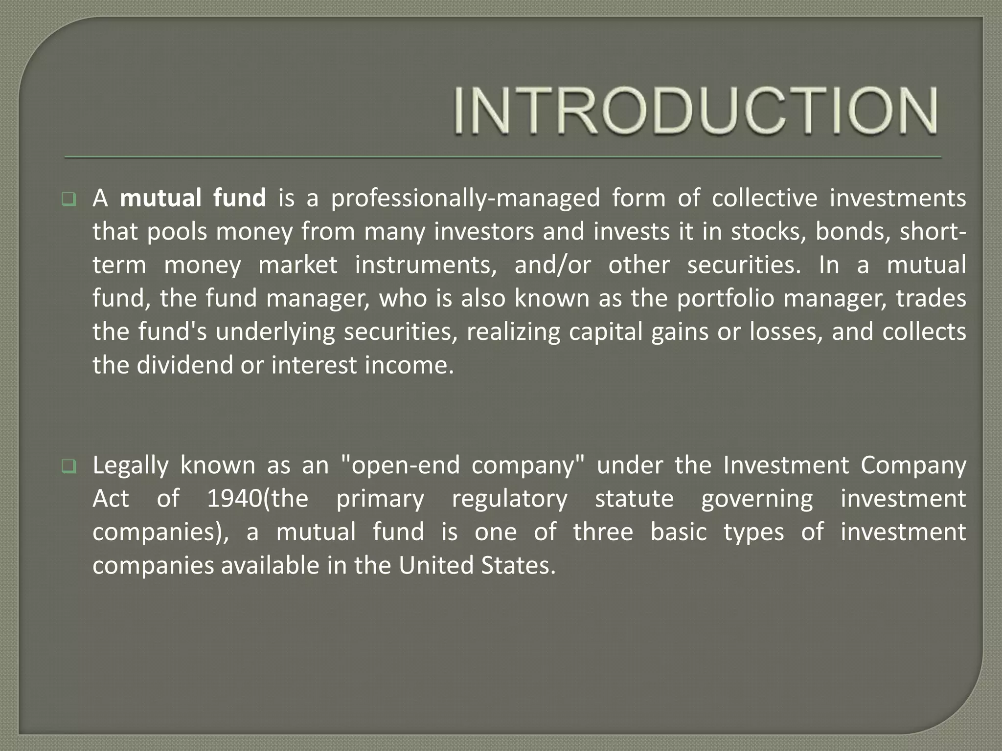 organisation of Mutual fund ppt | PPTX