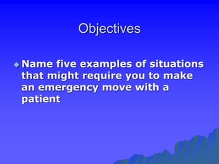 LIFTING & MOVING A PATIENT during disaster. | PPT