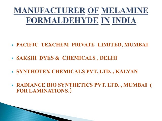 Melamine Formaldehyde | PPTX