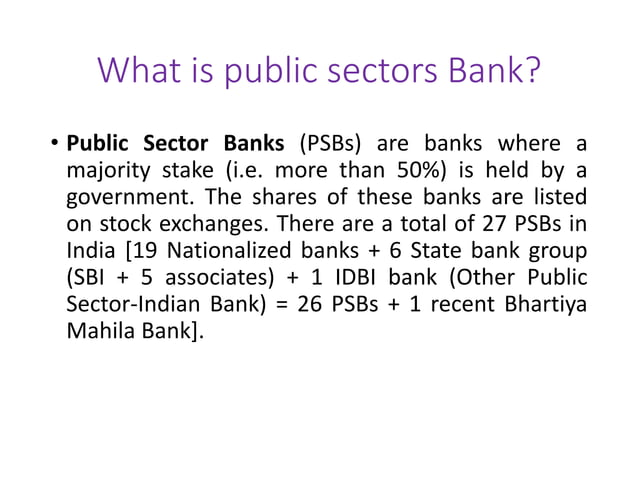 Public Sectors Bank & It’s Services | PPT