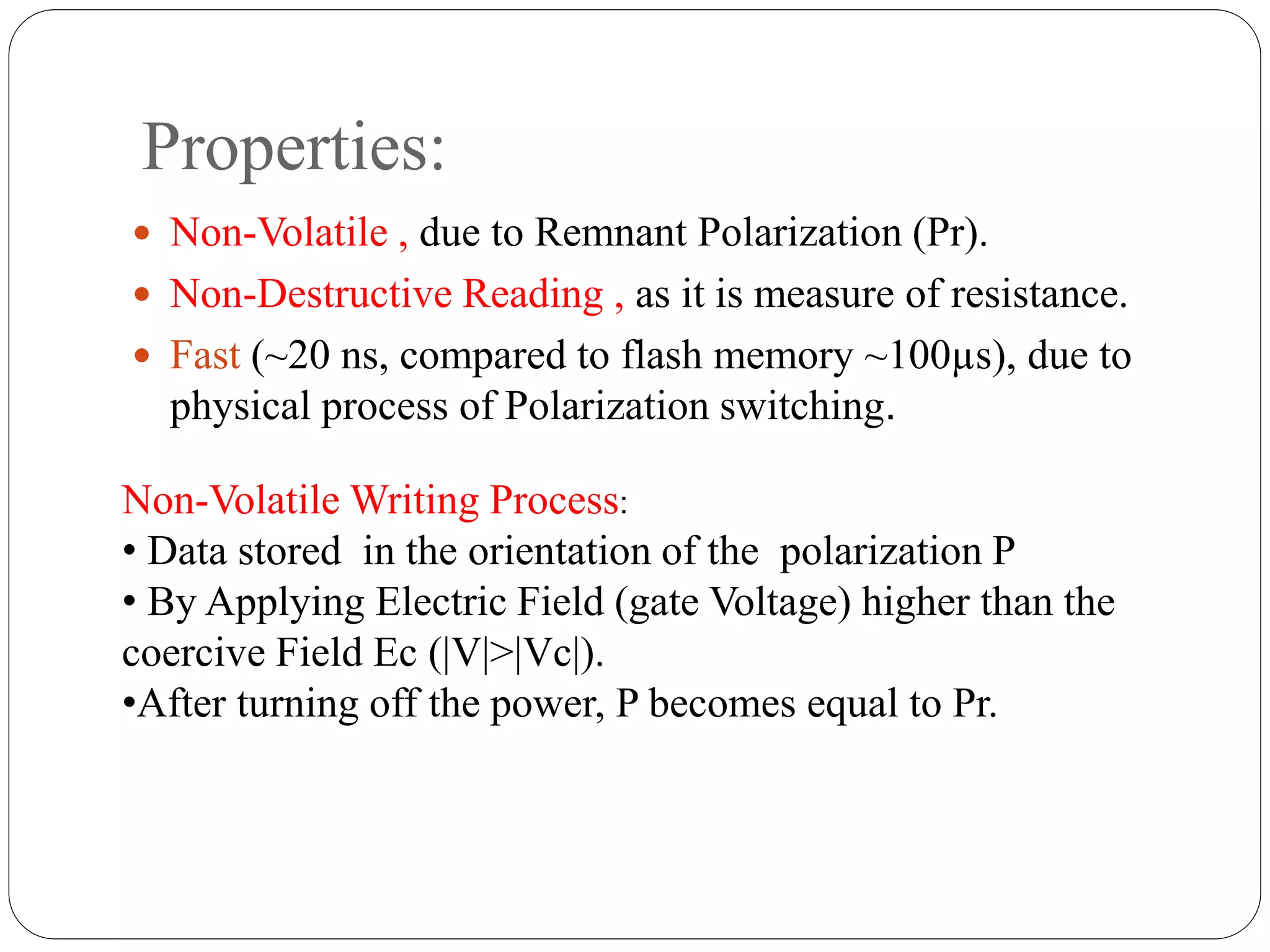 Mfsfet metal ferroelectric semiconductor field effect transistor | PPTX