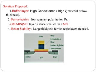Mfsfet metal ferroelectric semiconductor field effect transistor | PPTX