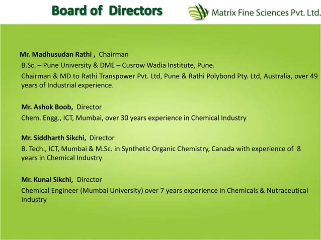 Matrix Fine Sciences Pvt Ltd | PPTX