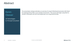 Pre-Con Ed: Critical Path Analysis with CA Workload Automation (AE) iDash - Overview | PDF ...