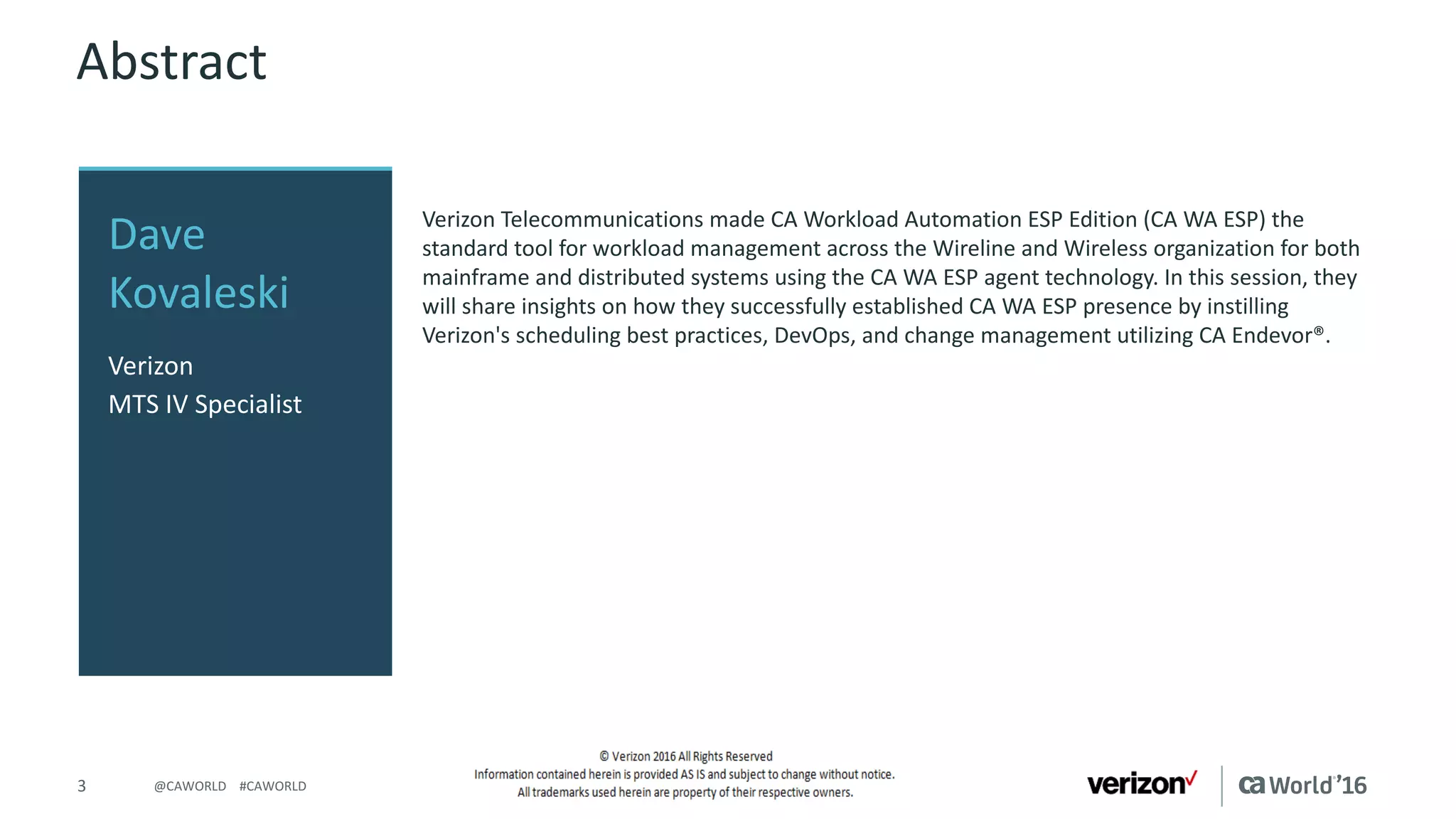 Case Study: Verizon - CA Workload Automation ESP Edition: Best Practice ...