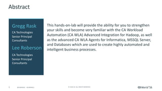 Hands-On Lab: CA Workload Automation Advanced Integrations and Agents | PPT