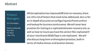 Mainframe Storage Management, Disaster Recovery and Archival Best ...