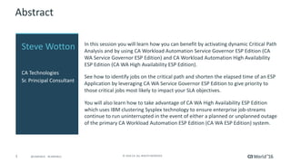 Pre-Con Ed: CA Workload Automation ESP Edition: SLA Management and Business Continuity | PPT