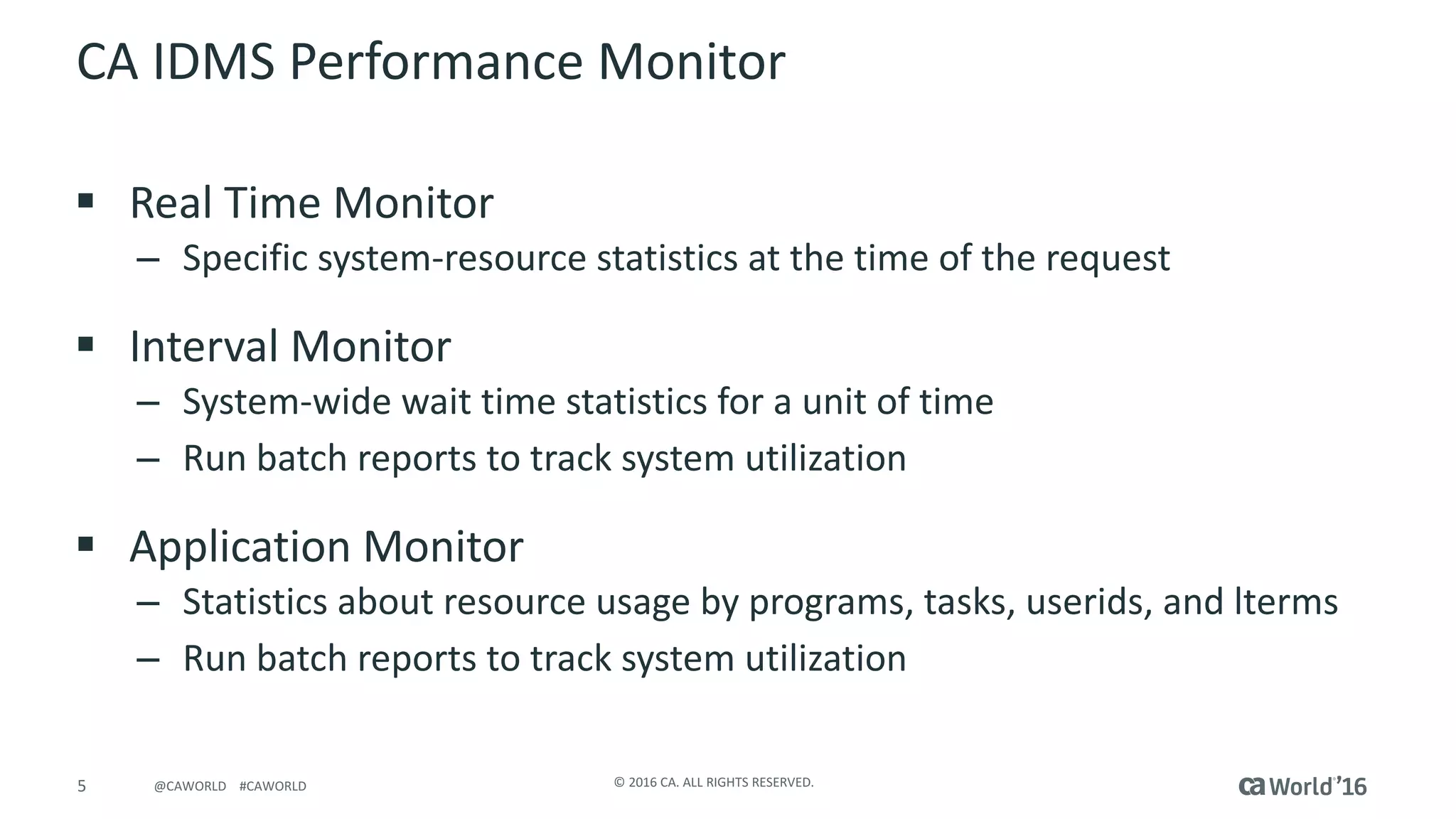Tools for Monitoring and Tuning your CA IDMS/DC System | PPT
