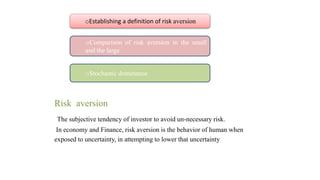 The theory of choice: Utility theory given uncertainty & State ...