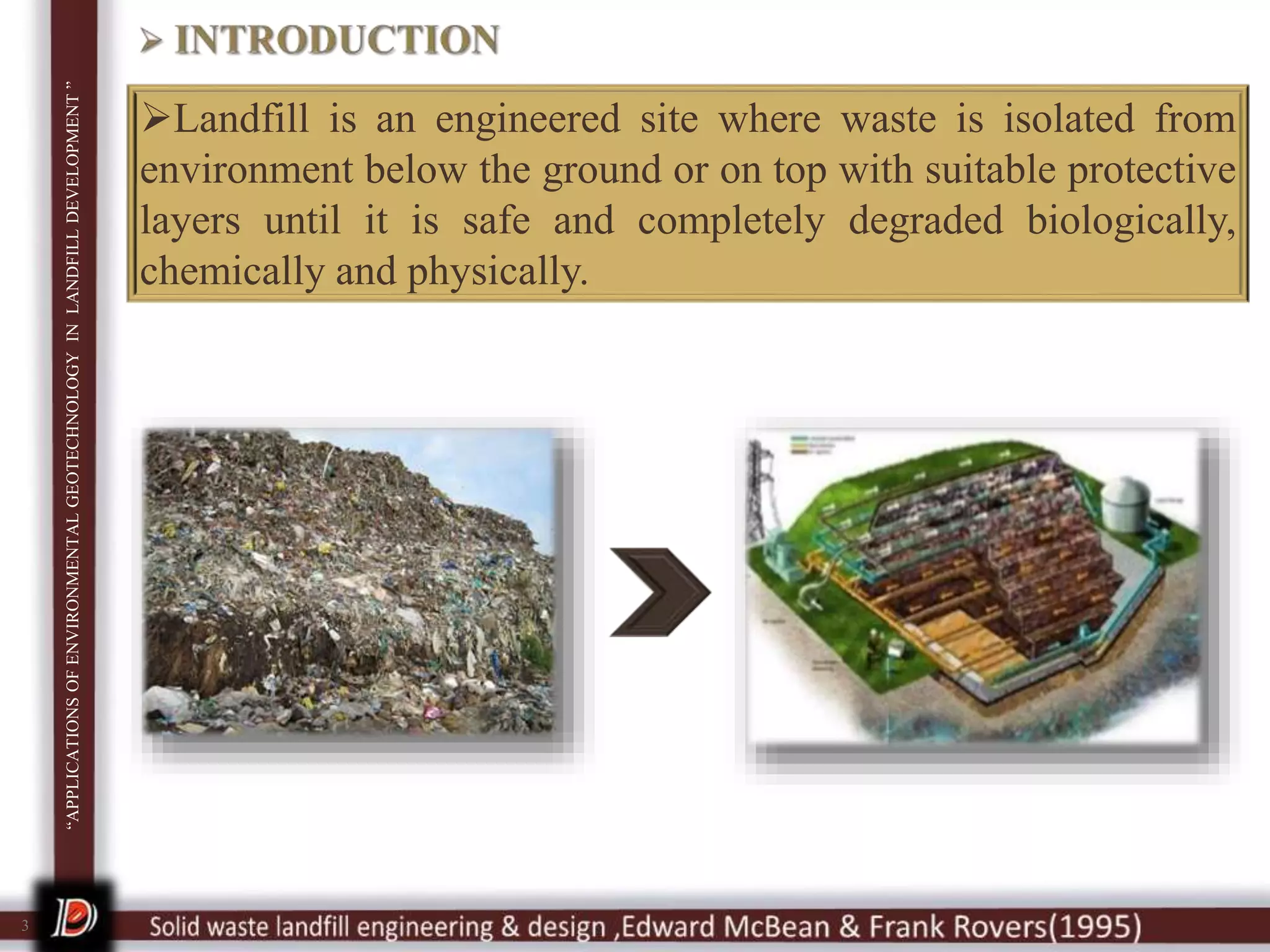 environmental geotechnical applications in sanitary landfill design | PPTX