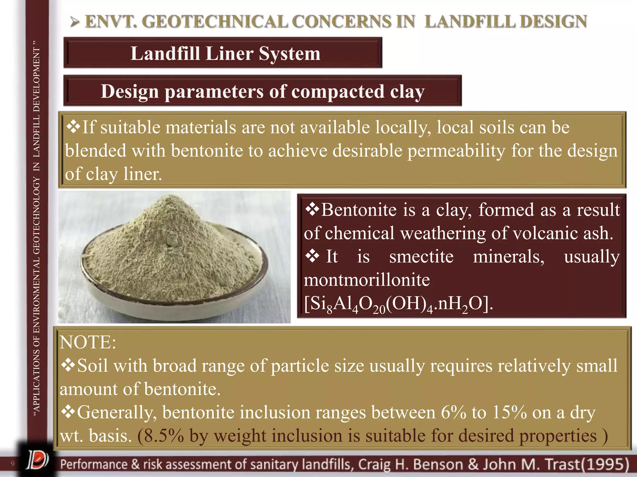 environmental geotechnical applications in sanitary landfill design | PPTX