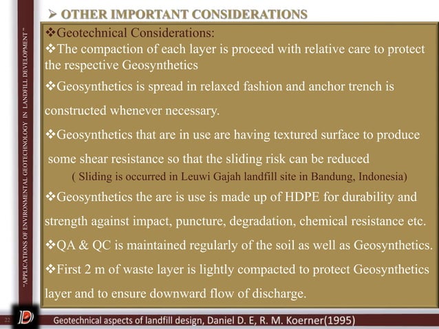 environmental geotechnical applications in sanitary landfill design | PPTX | Geology | Science