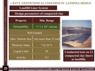 environmental geotechnical applications in sanitary landfill design | PPTX