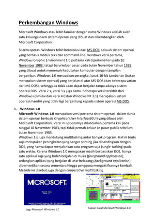 Sejarah Perkembangan Windows | PDF