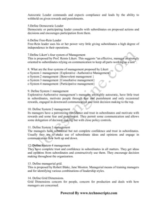 Mg2351. principles of management 2mark | PDF