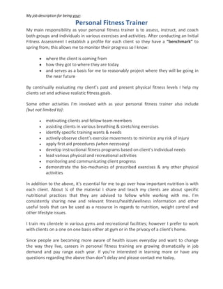 Your personal fitness trainer description | PDF