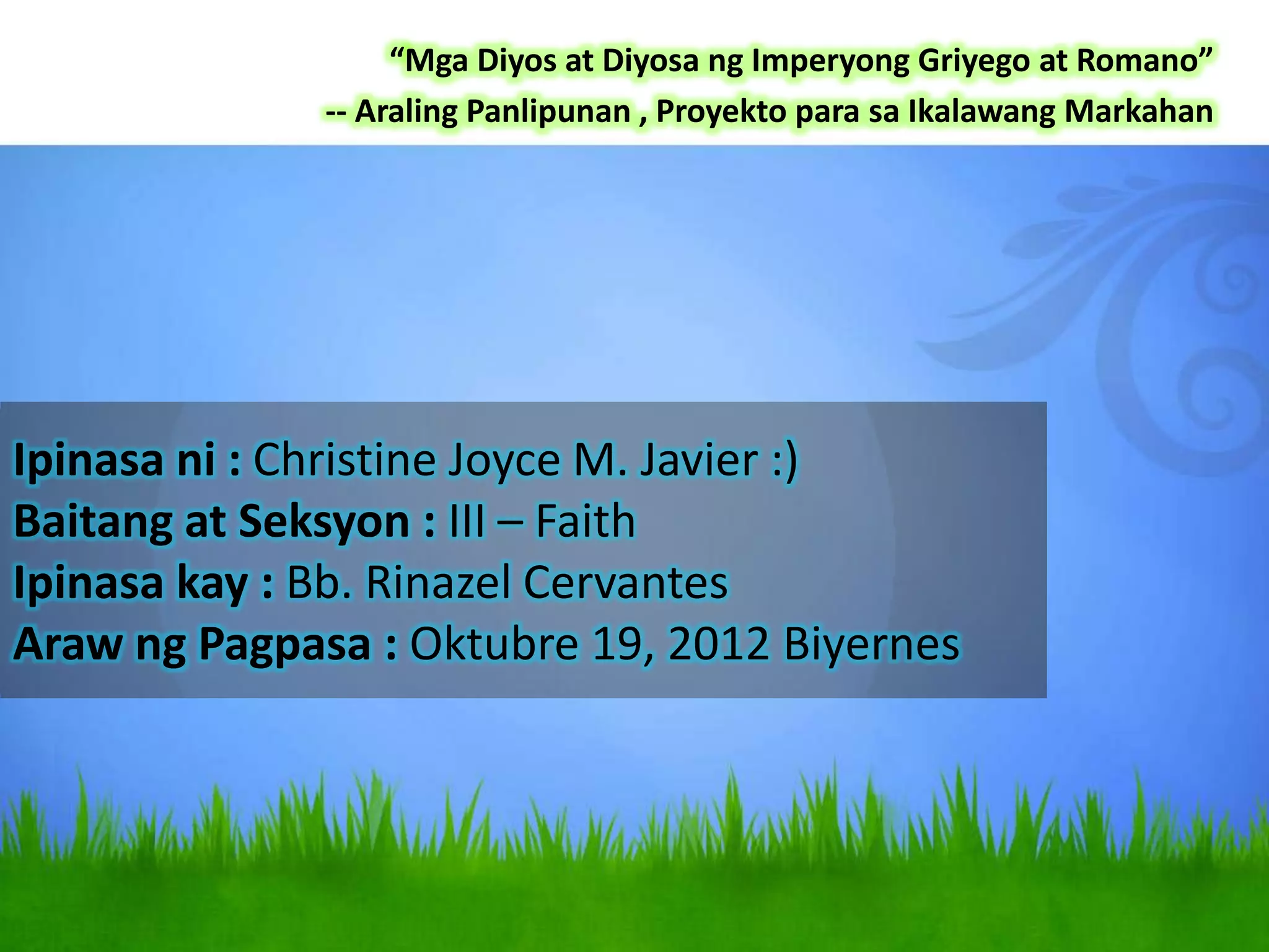 Mga Diyos at Diyosa ng Imperyong Griyego at Roman (The Gods and ...