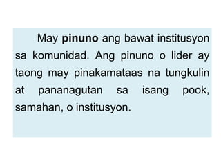 Mga Namumuno sa Komunidad | PPTX