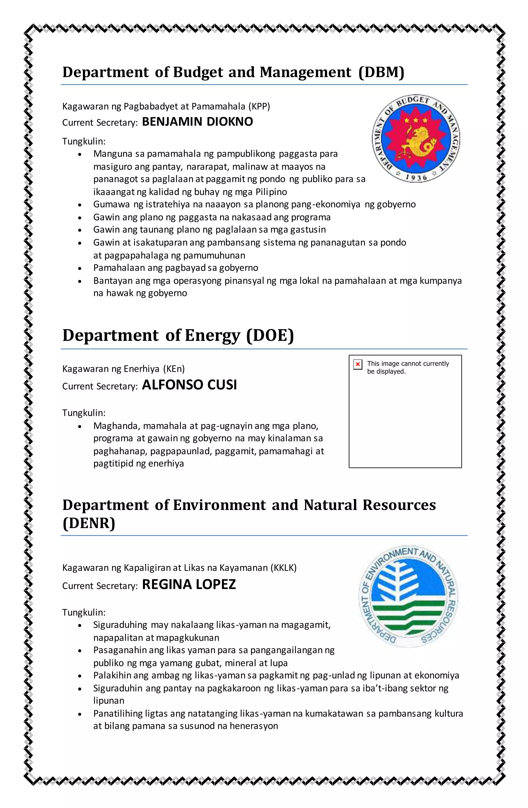 Mga ahensiya ng pamahalaan | DOCX