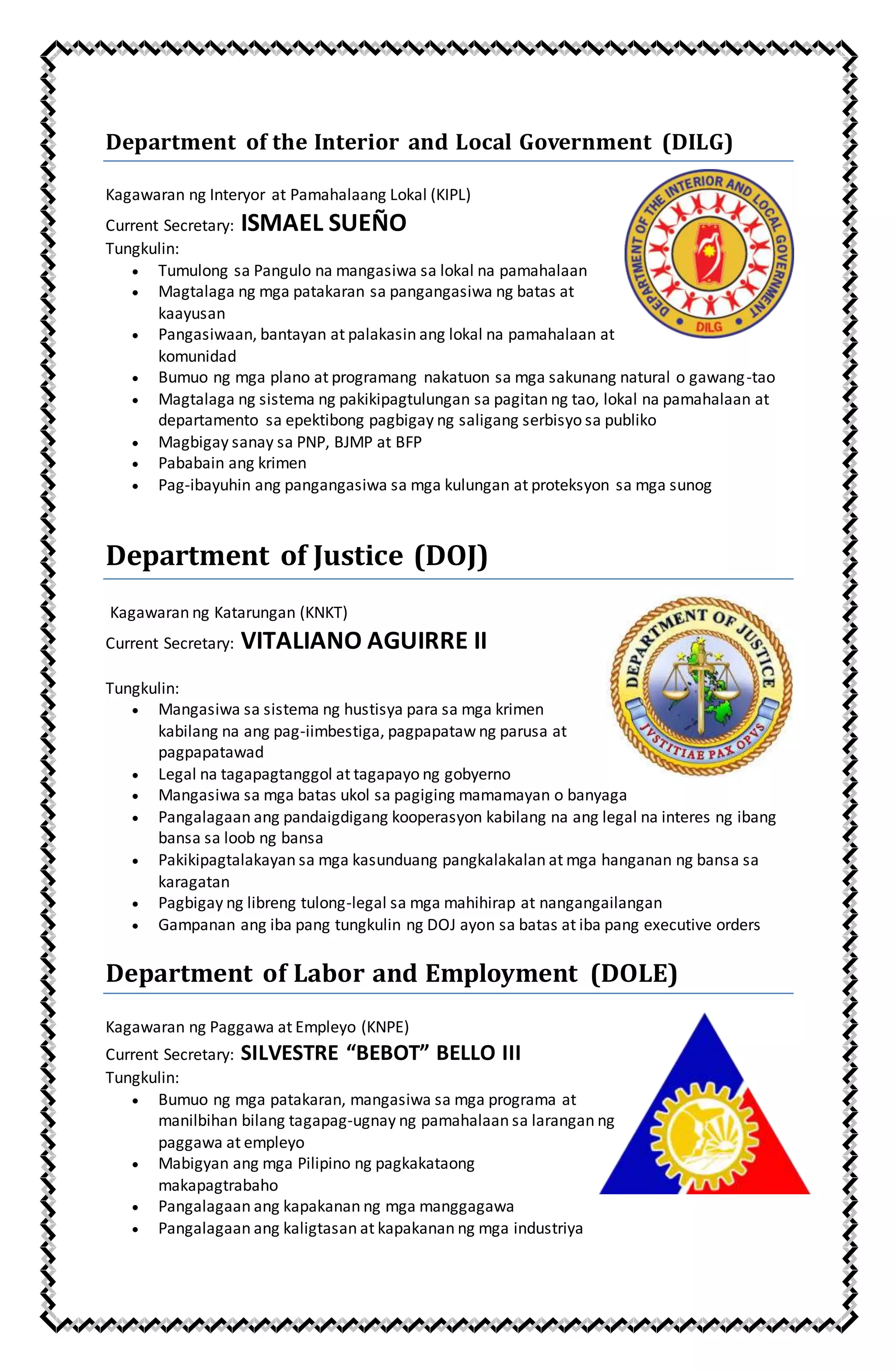 Mga ahensiya ng pamahalaan | DOCX