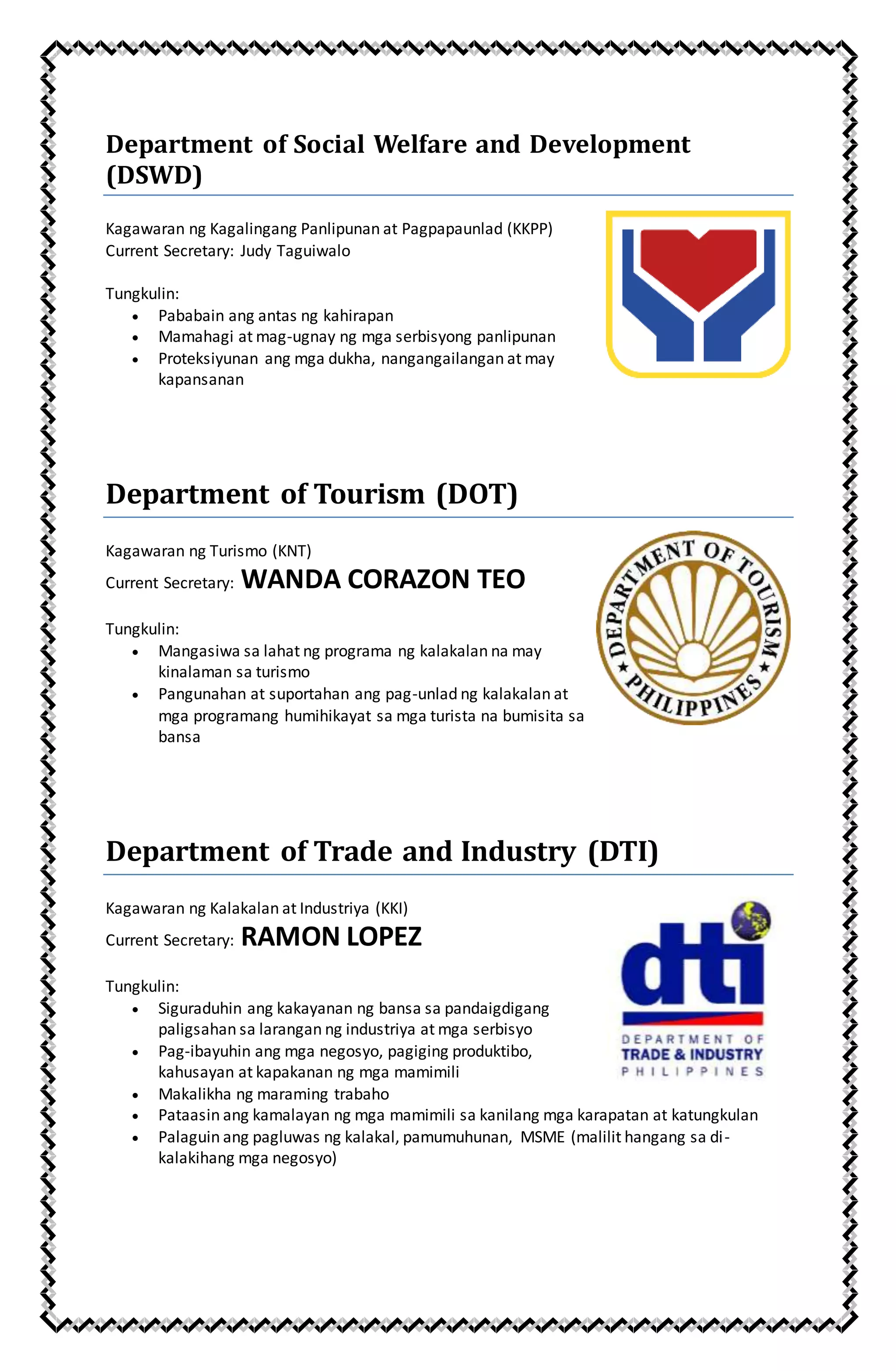Mga ahensiya ng pamahalaan | DOCX