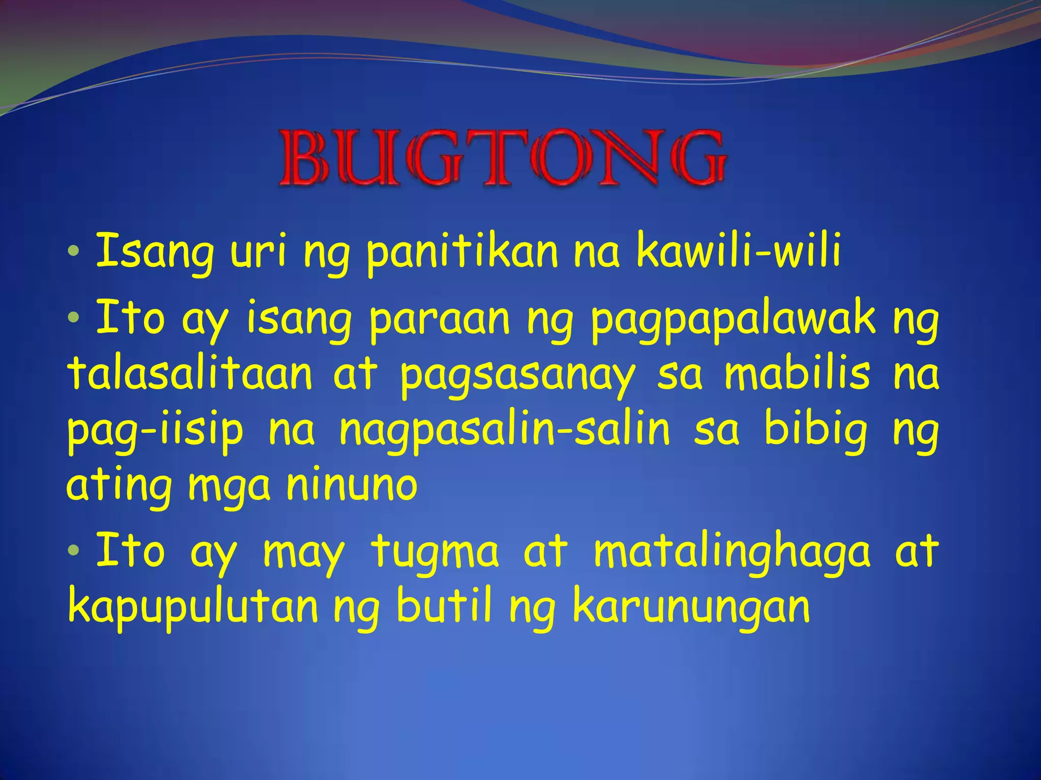 Mga Anyong Tula Ng Panitikang Tagalog Ppt