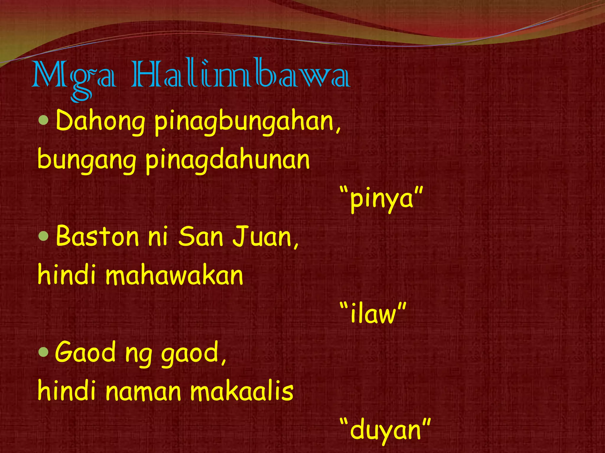 Mga Anyong Tula Ng Panitikang Tagalog Ppt