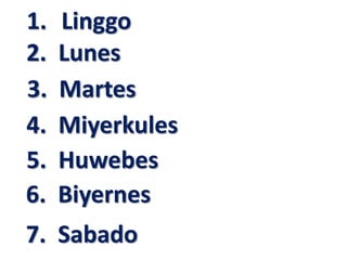 Mga Araw Sa Isang Linggo | PPT