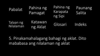 Mga bahagi ng aklat | PPTX