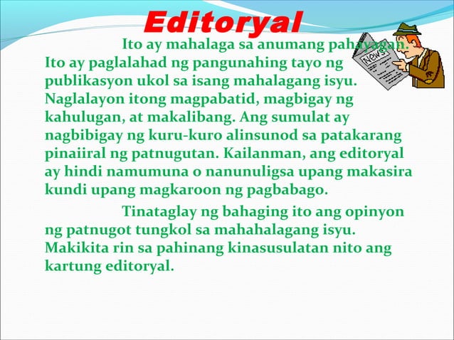 Mga bahagi ng pahayagan | PPT