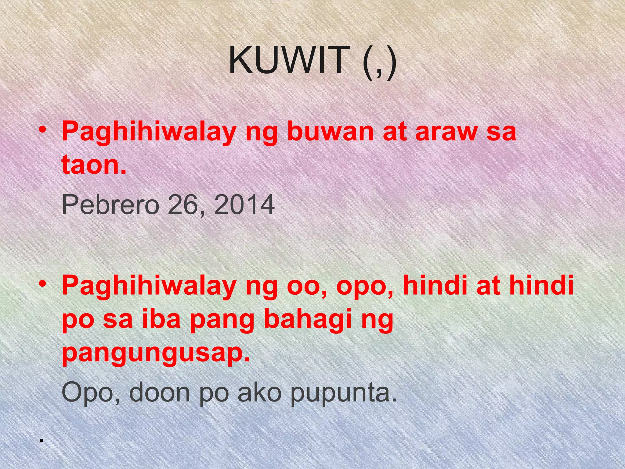 Mga bantas (PUNCTUATIONS) grade 5 | PPT