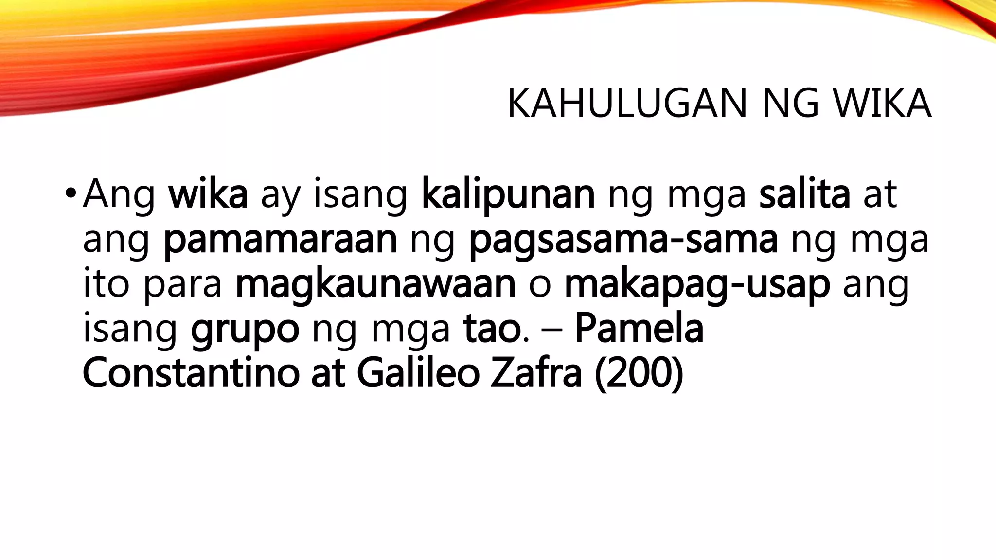 Mga batayang kaalaman sa wika | PPTX
