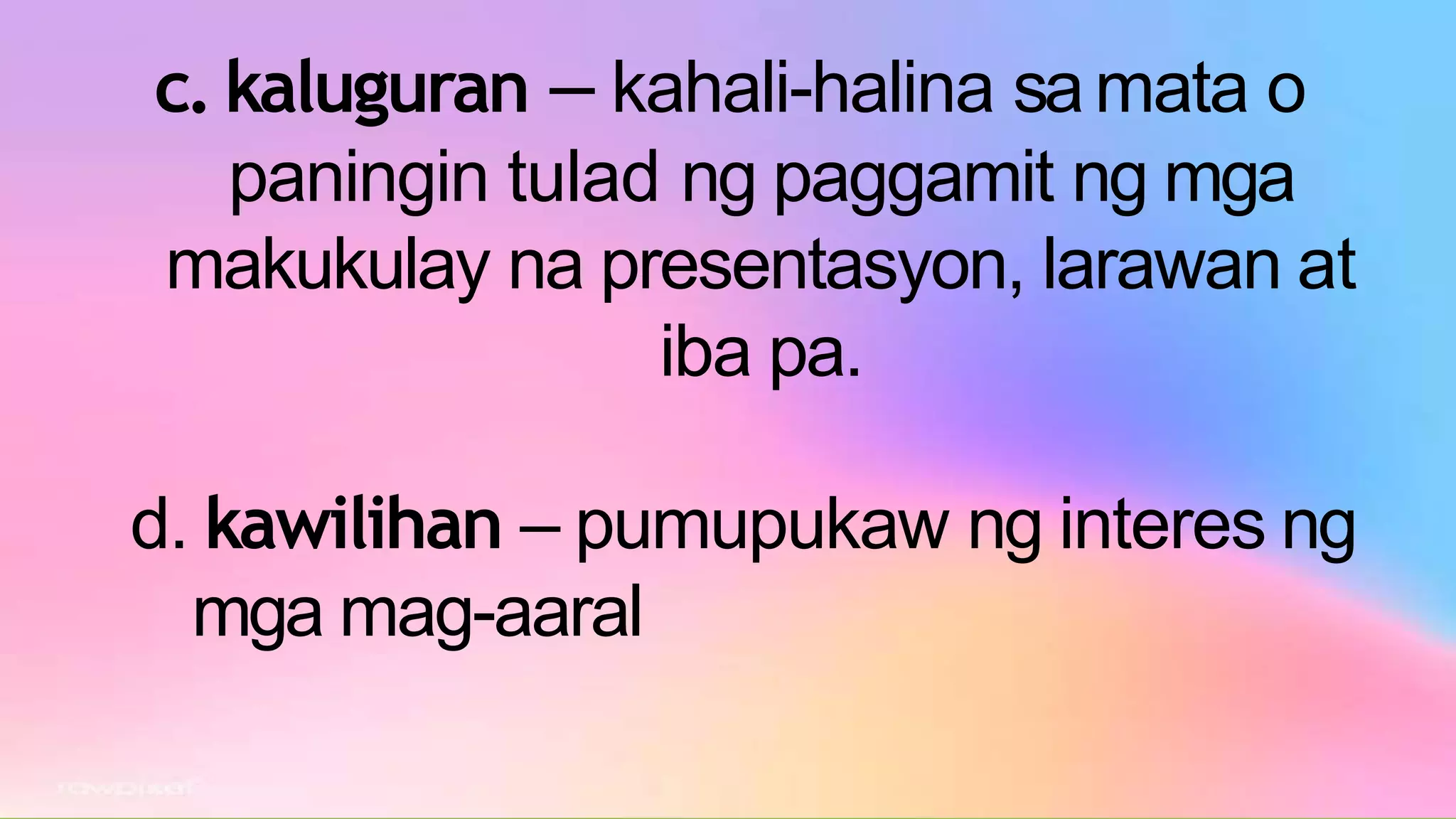 Mga batayang simulain sa paghahanda at ebalwasyon ng kagamitang panturo ...