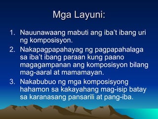Mga batayang uri ng komposisyon | PPT