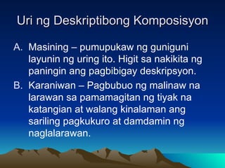 Mga batayang uri ng komposisyon | PPT