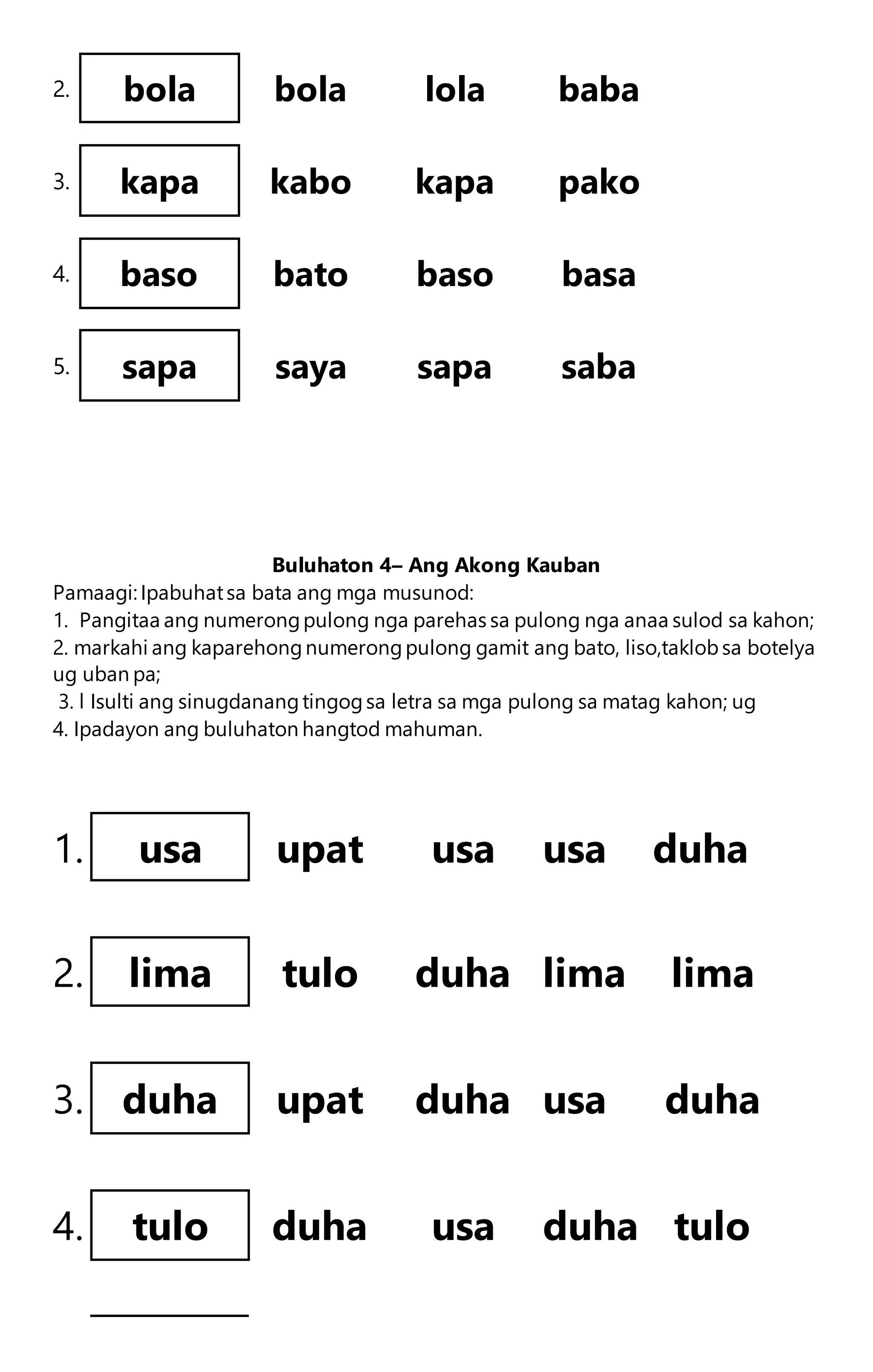 Mga buluhaton sa literacy | DOCX